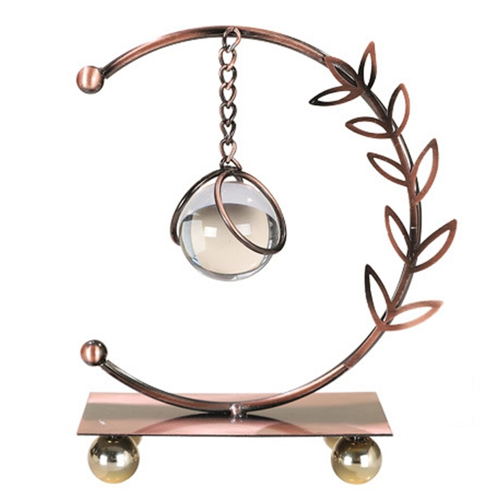 Сфера винтажных хрустальных шаров с металлическими листьями обозначает домашние декоры и офисные настольные компьютеры или книжные полки подарки орнамента