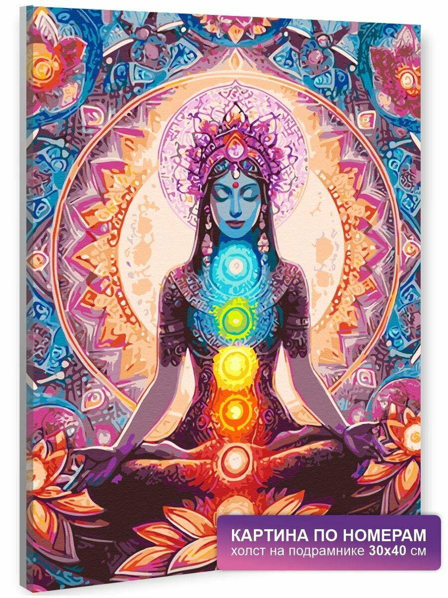 Картина по номерам на холсте с подрамником 30х40 см. Мир, вселенная, человек, люди. "Чакры человека", арт. 7027/