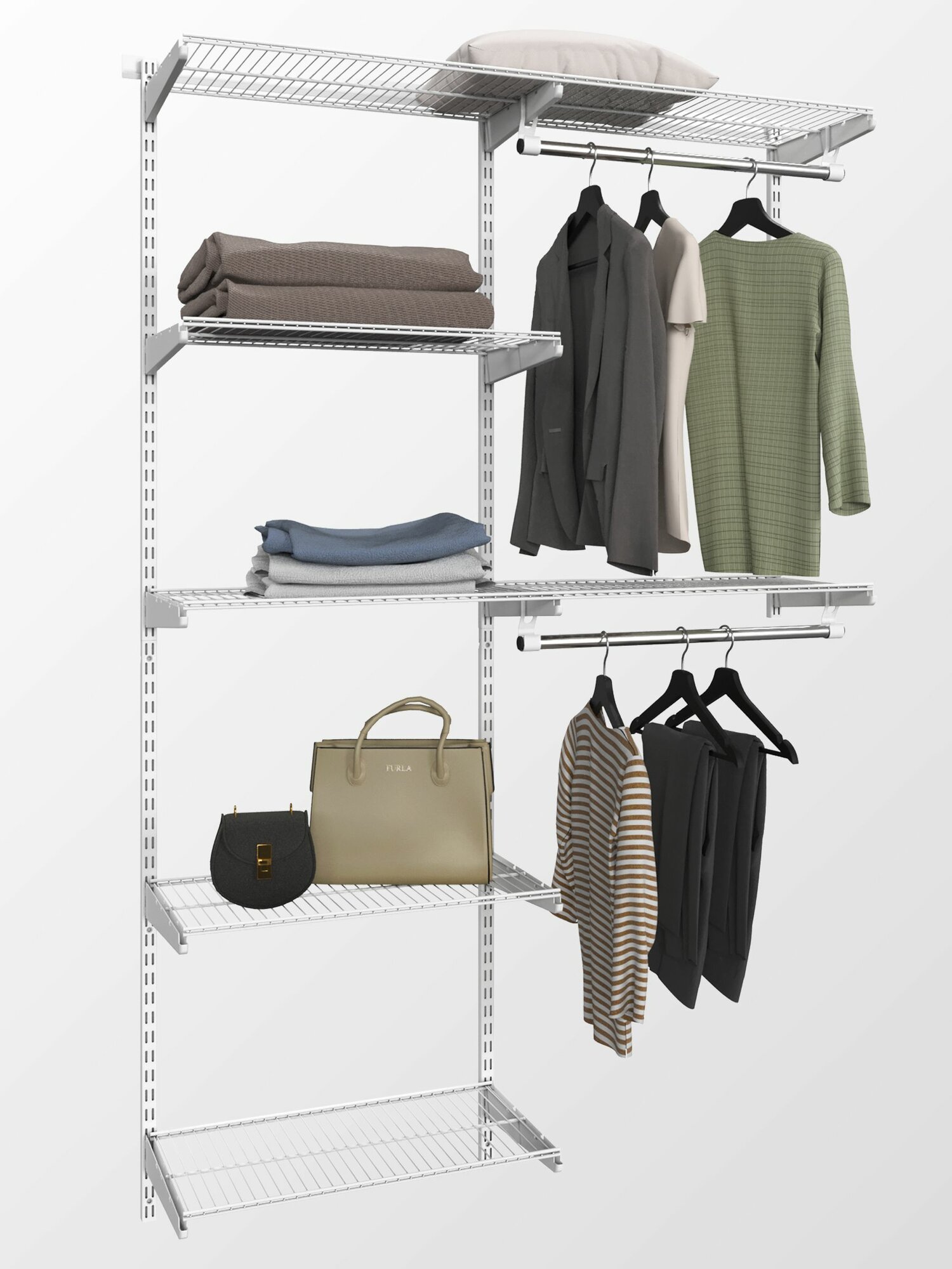 Гардеробная система хранения белая, 94х45х192см