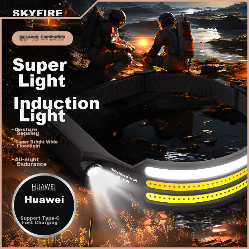 Tianhuo Headlamp with Ultra-Long Battery Life, Rechargeable, Head-Mounted, LED, High Brightness, Motion-Sensing, Night Fishing Light, Outdoor Lighting