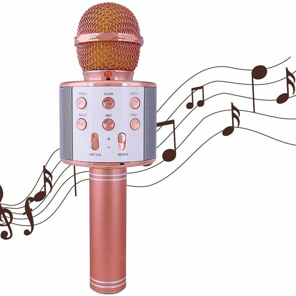 Микрофон беспроводной, розовое золото