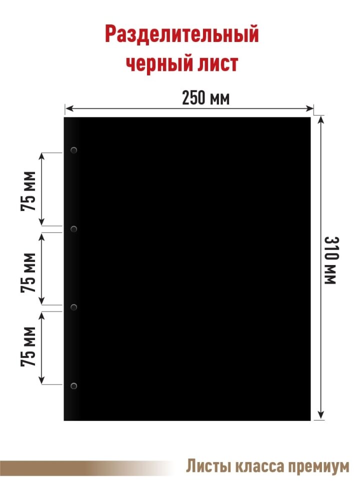 Комплект из 20 листов "стандарт", черных разделительных. 250х310 мм. Альбомов. Формат "GRAND", размер 250х310 мм. Альбомов