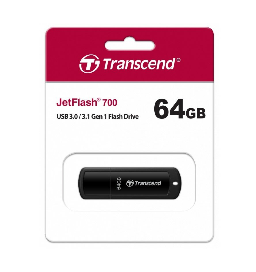 USB флешка Transcend JetFlash 700 64Gb, USB 3.1 Gen 1 (USB 3.0) TS64GJF700