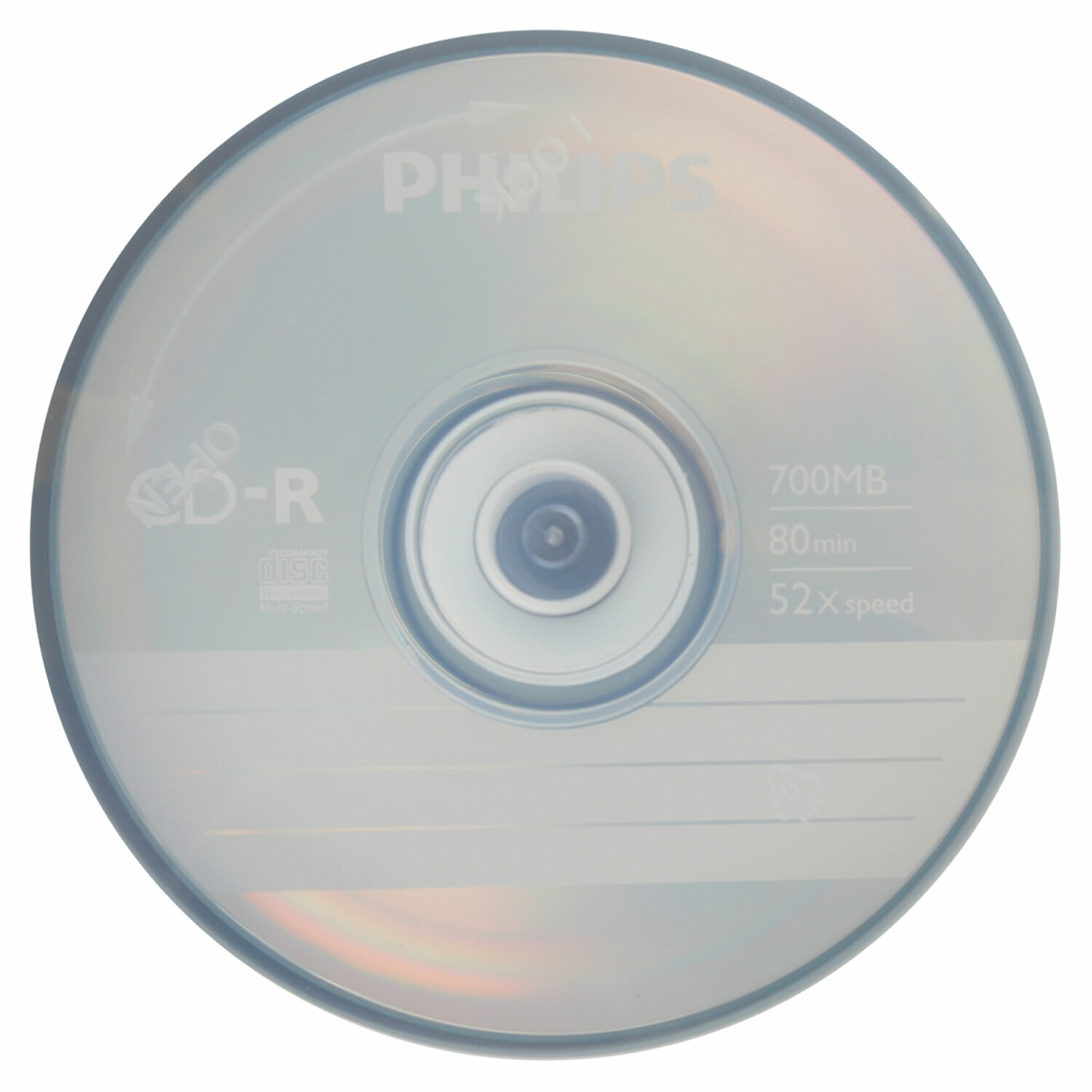 Диск CD-R PHILIPS, 700 Мб, 52x, Cake Box (упаковка на шпиле), комплект 50 шт, CR7D5SB50/97