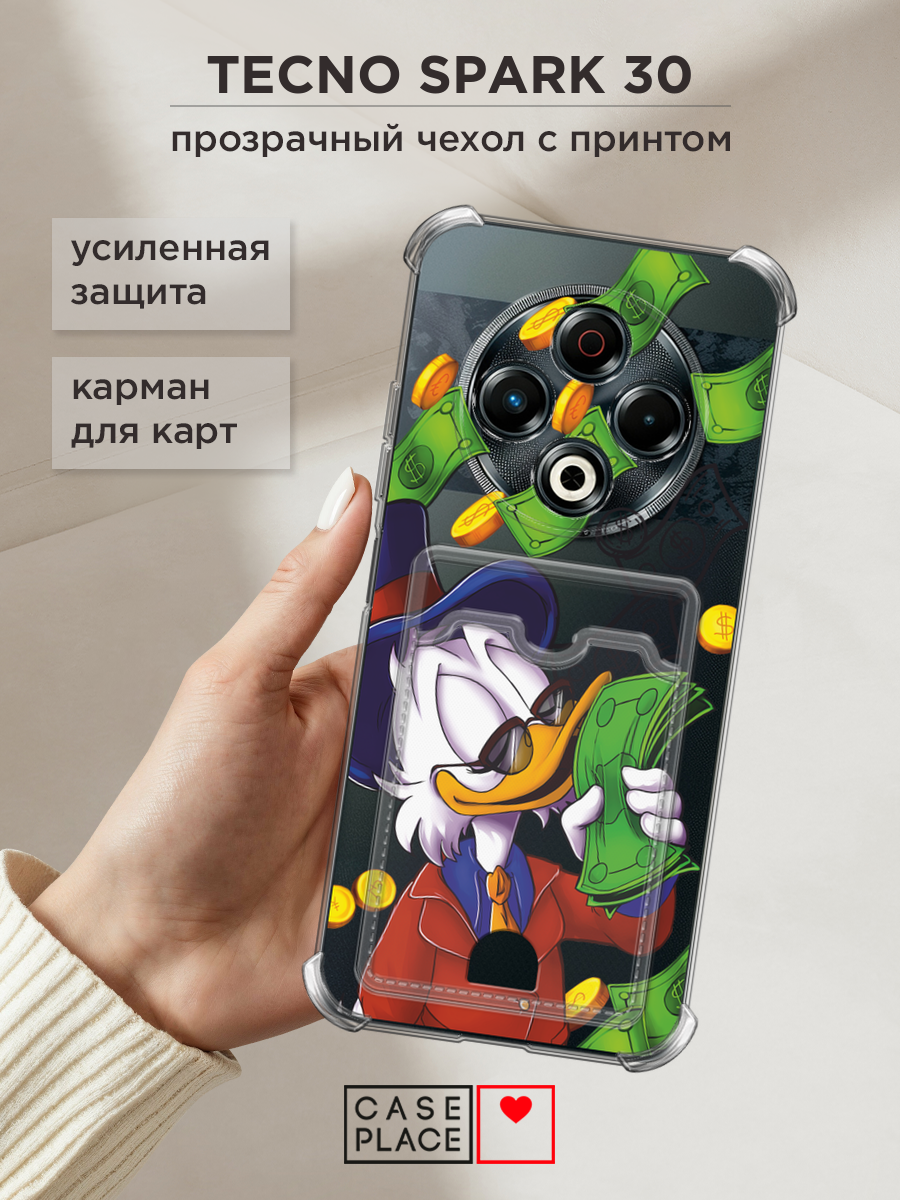 Чехол на Tecno Spark 30 (Текно Спарк 30) с картой и принтом Скрудж Макдак