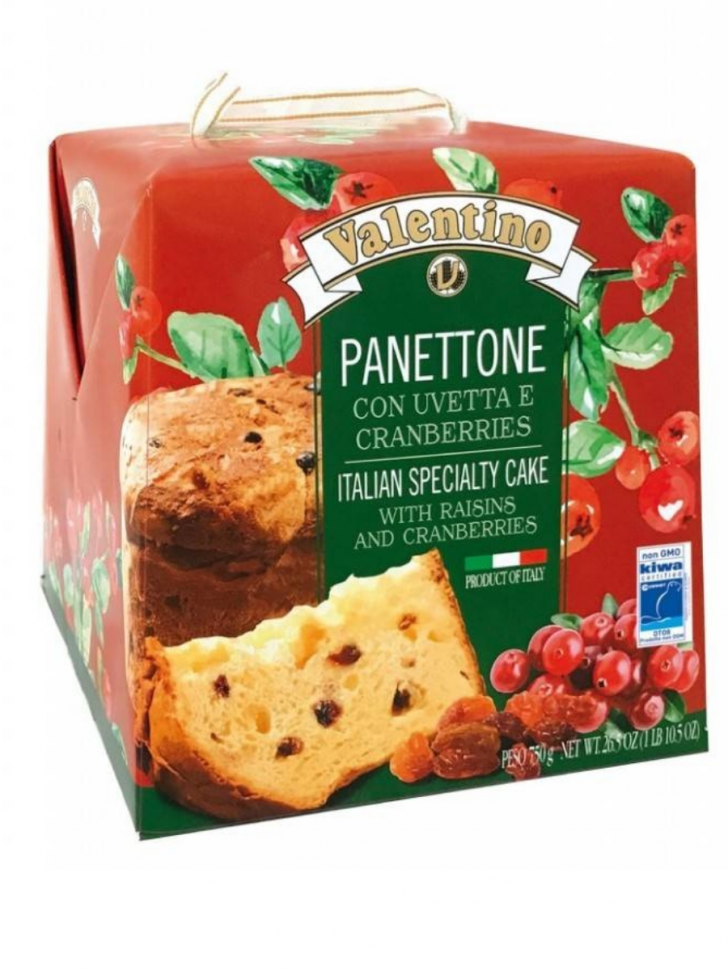 Valentino Кулич с Изюмом и Клюквой 750г в картонной коробке (87)