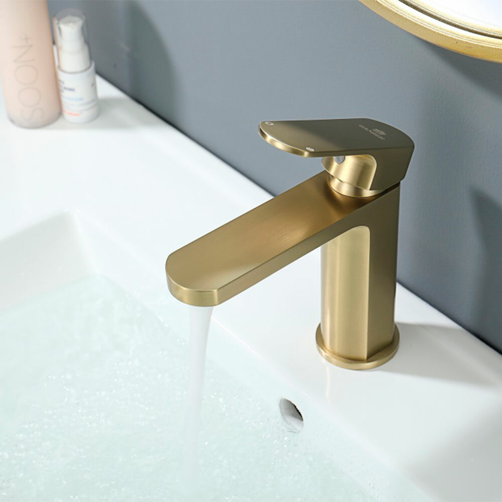 Смеситель для раковины из латуни , однорычажный Ganzer GZ06111-S матовое золото