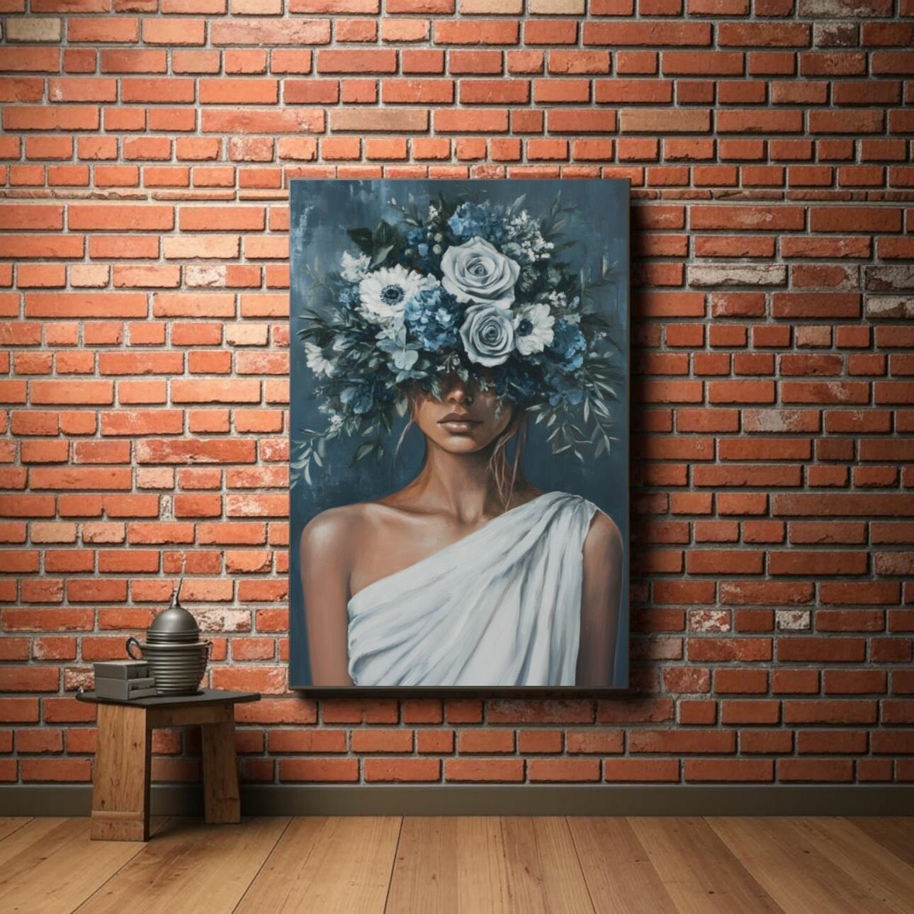 Картина для гостиной на стену Девушка с цветами на голове, 30*40 см