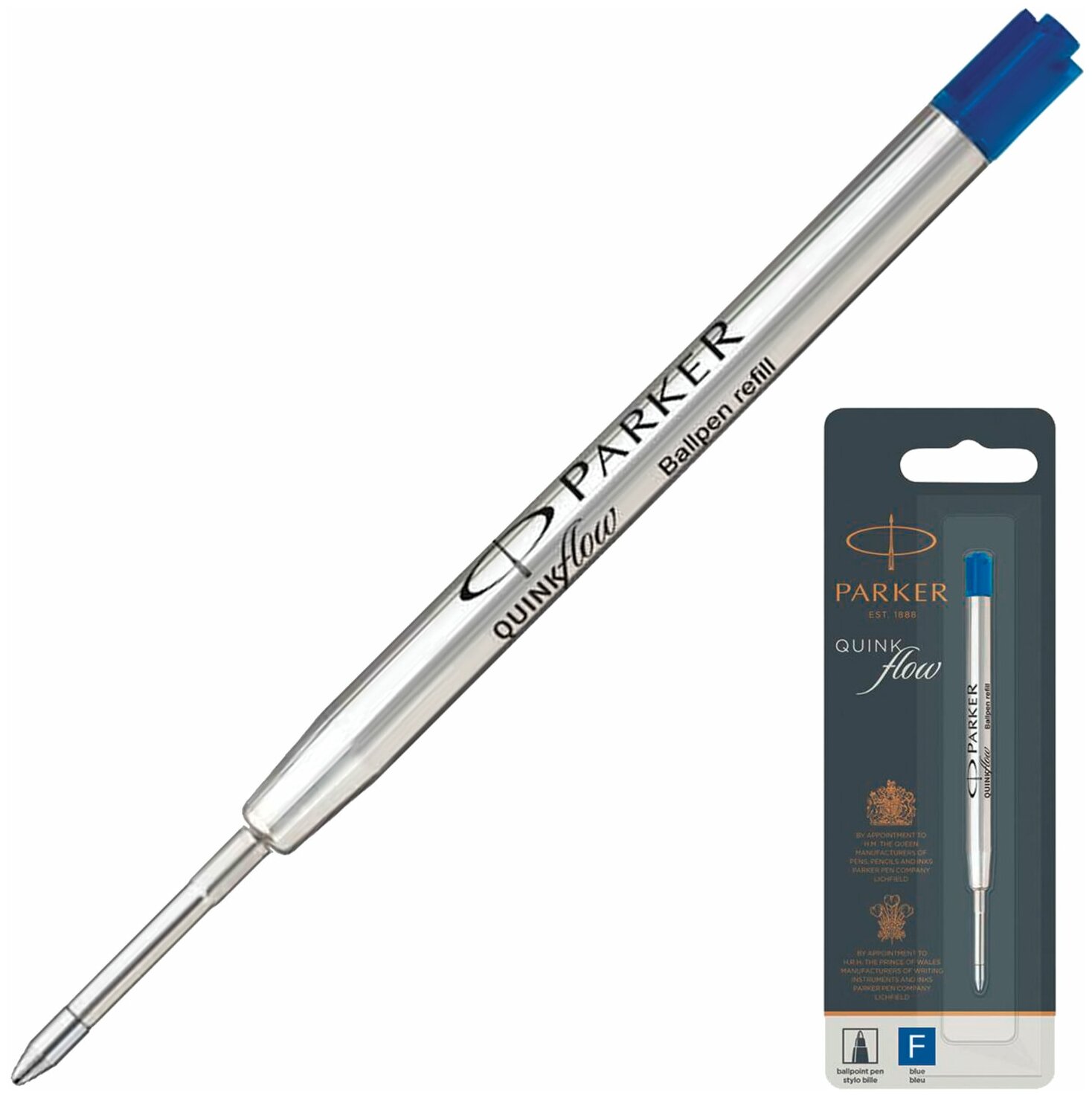 Стержень шариковый Parker QuinkFlow Z08 (CW1950368) F 0.8мм синие чернила блистер