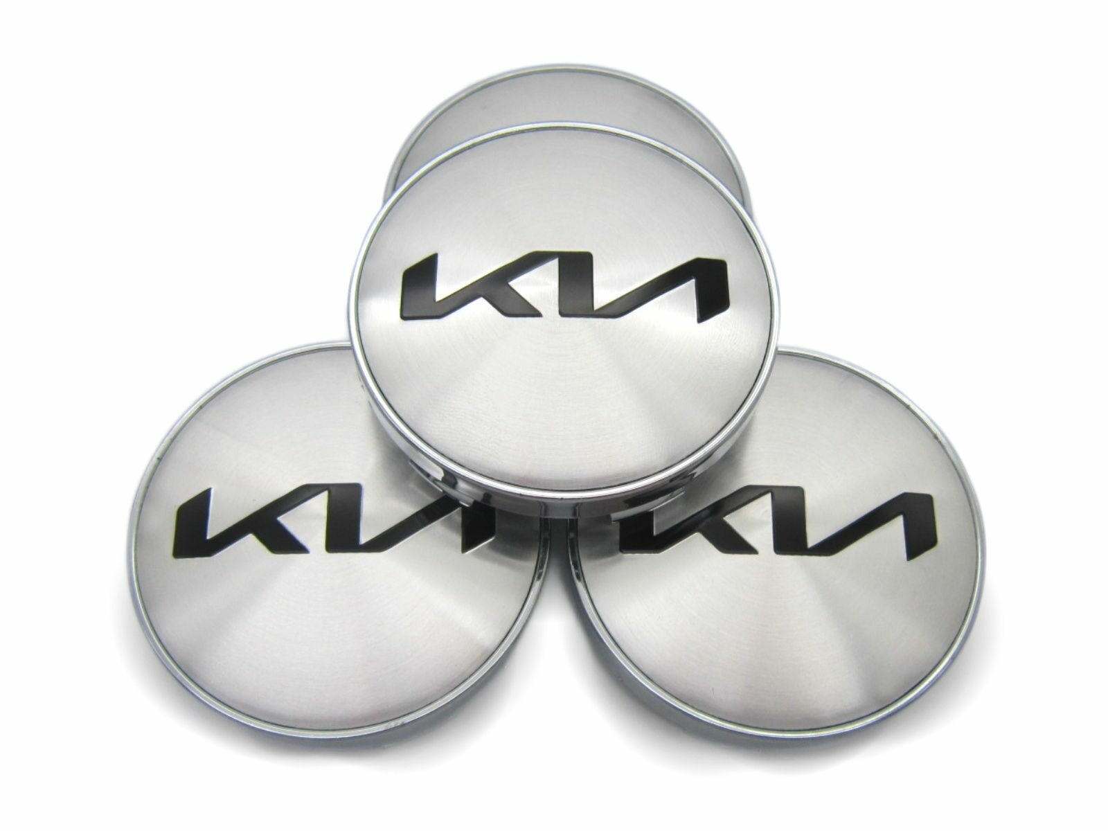 Колпачки заглушки на литые диски Kia new chrome black logo 60/56/9 мм, комплект 4 шт.
