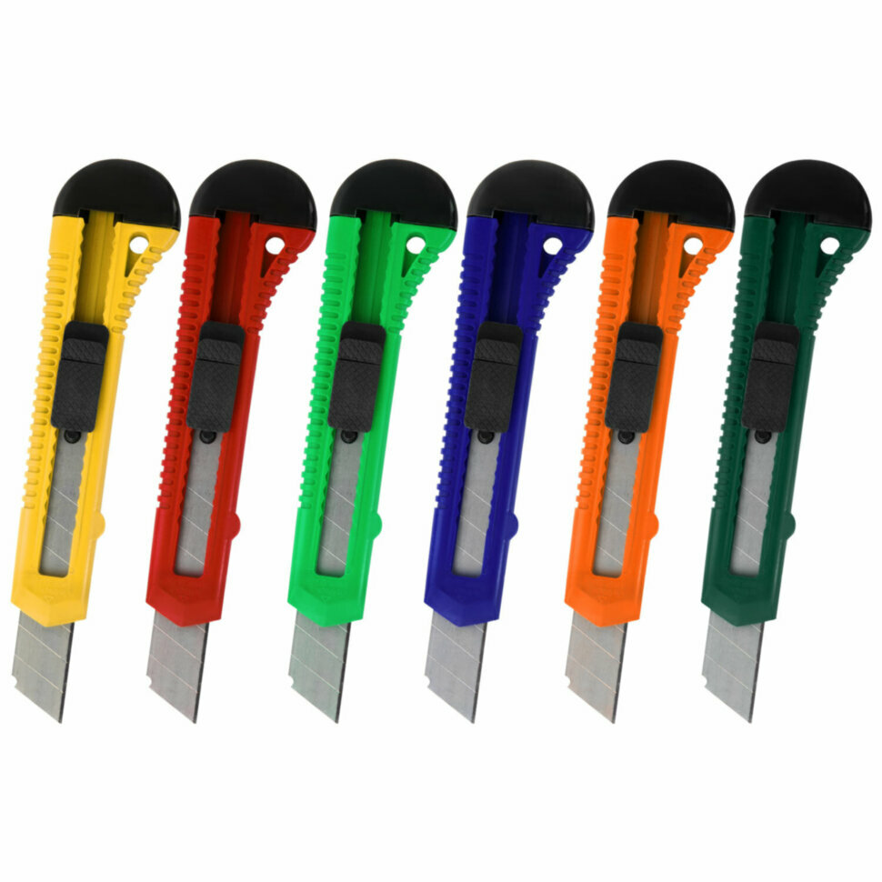 Нож канцелярский 18 мм комплект "5 шт. + 1 шт. В подарок", фиксатор, блистер, STAFF EVERYDAY, 238770, 238770