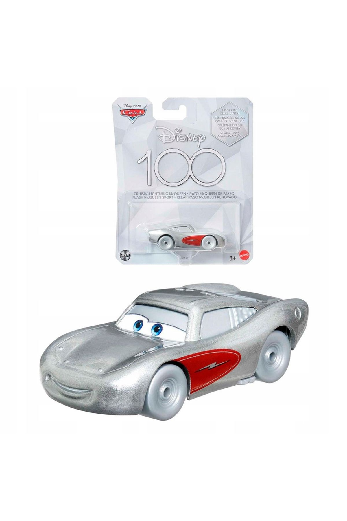 Машинка Cars Disney 100 Cruisin' Lightning McQueen HPJ53 серебристый