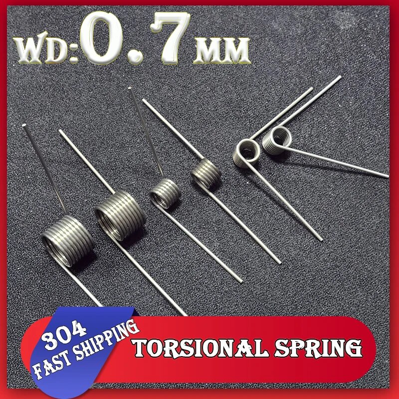 Торсионные пружины из нержавеющей стали 304, диаметр 0,7 мм, 9 turns, 0.7mm(180 Angle), 4.5mm(5pcs)