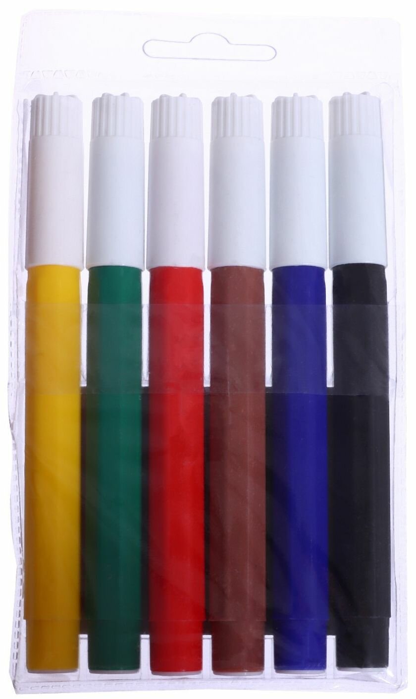 Фломастеры толстые Jambo для детей, 6 цветов, набор маркеров для рисования и детского творчества, вентилируемый колпачок