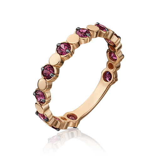 Кольцо, красное золото, 585 проба, гранат