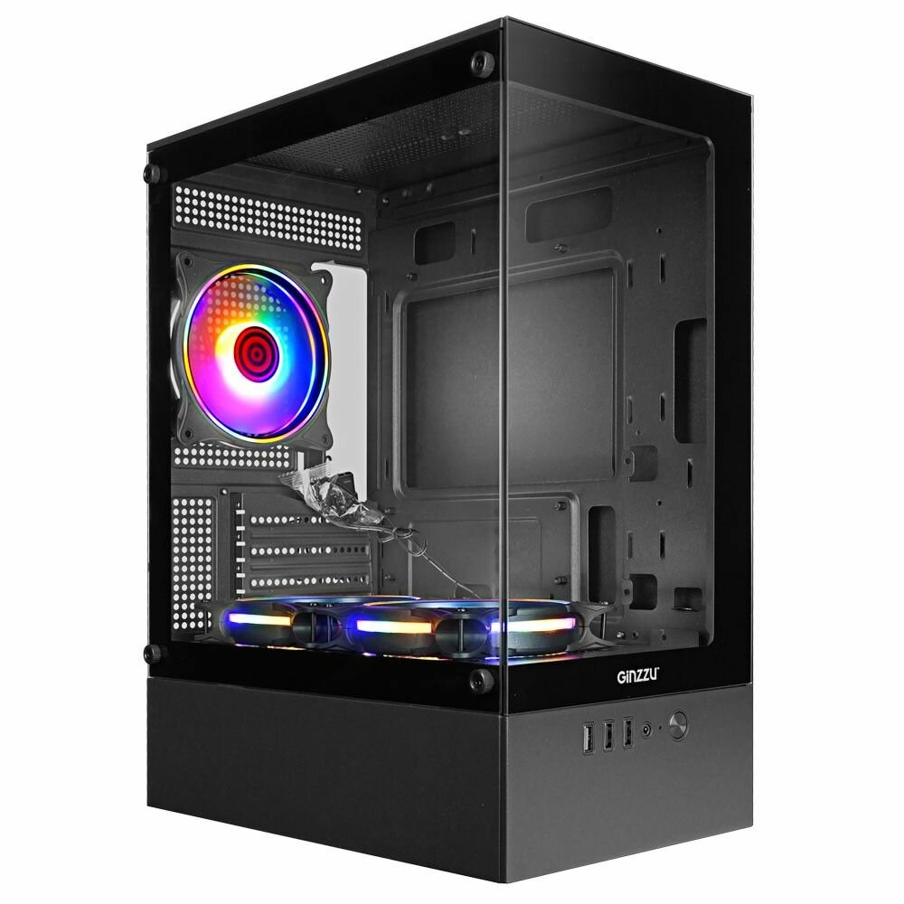 Ginzzu корпус CL475 mATX FAN 3 12LC4 передняя панель Стекло