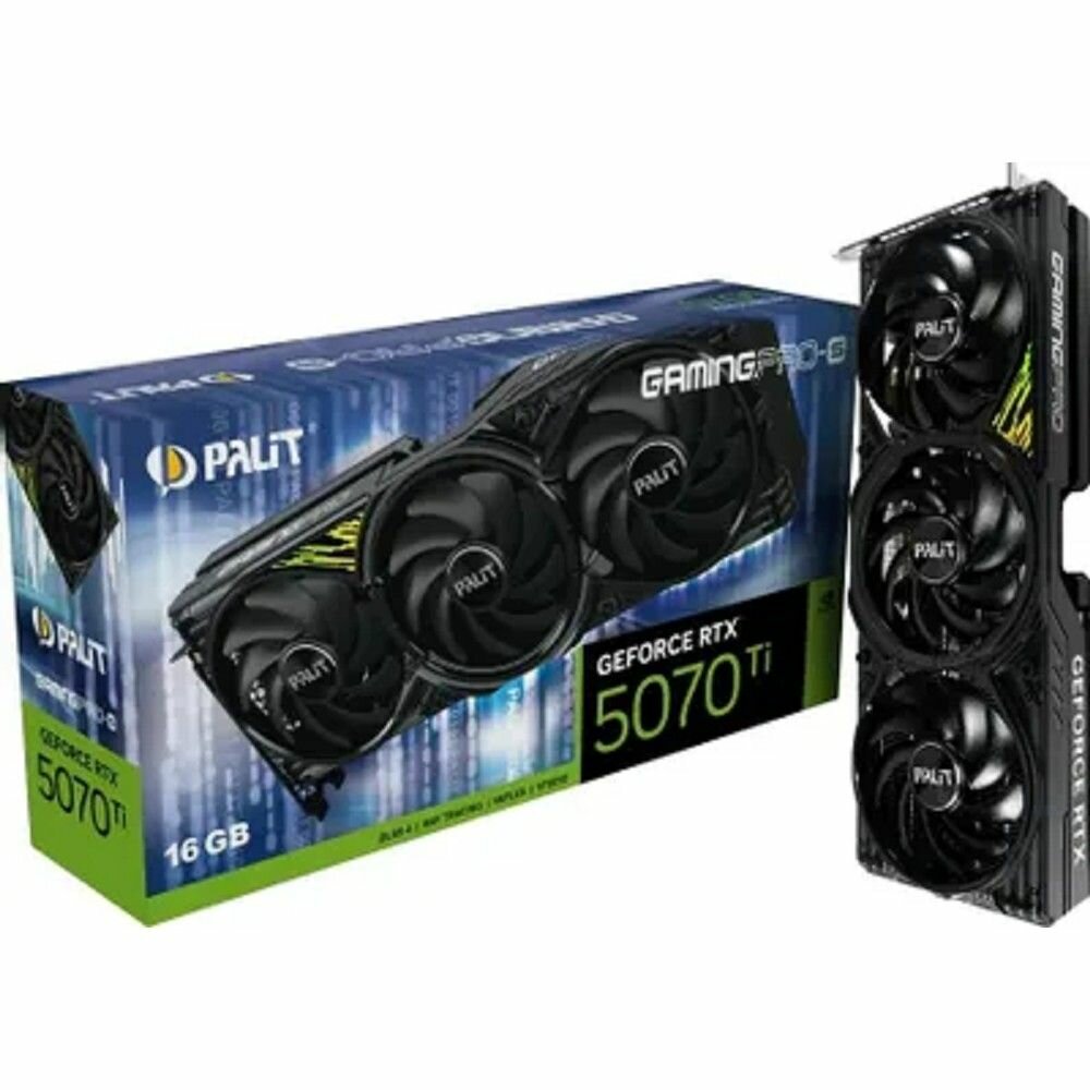 Видеокарта Palit Nvidia GamingPro-S GeForce RTX 5070 Ti 16GB GDDR7 PCI-Express x16 - 28000 Мгц 3FAN 1xHDMI 3xDP NE7507TS19T2-GB2031U