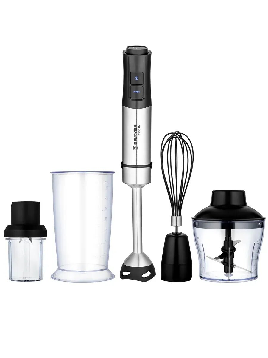 Погружной блендер BR1267 Brayer, 1500 Вт, 12 скоростей, нержавеющая сталь