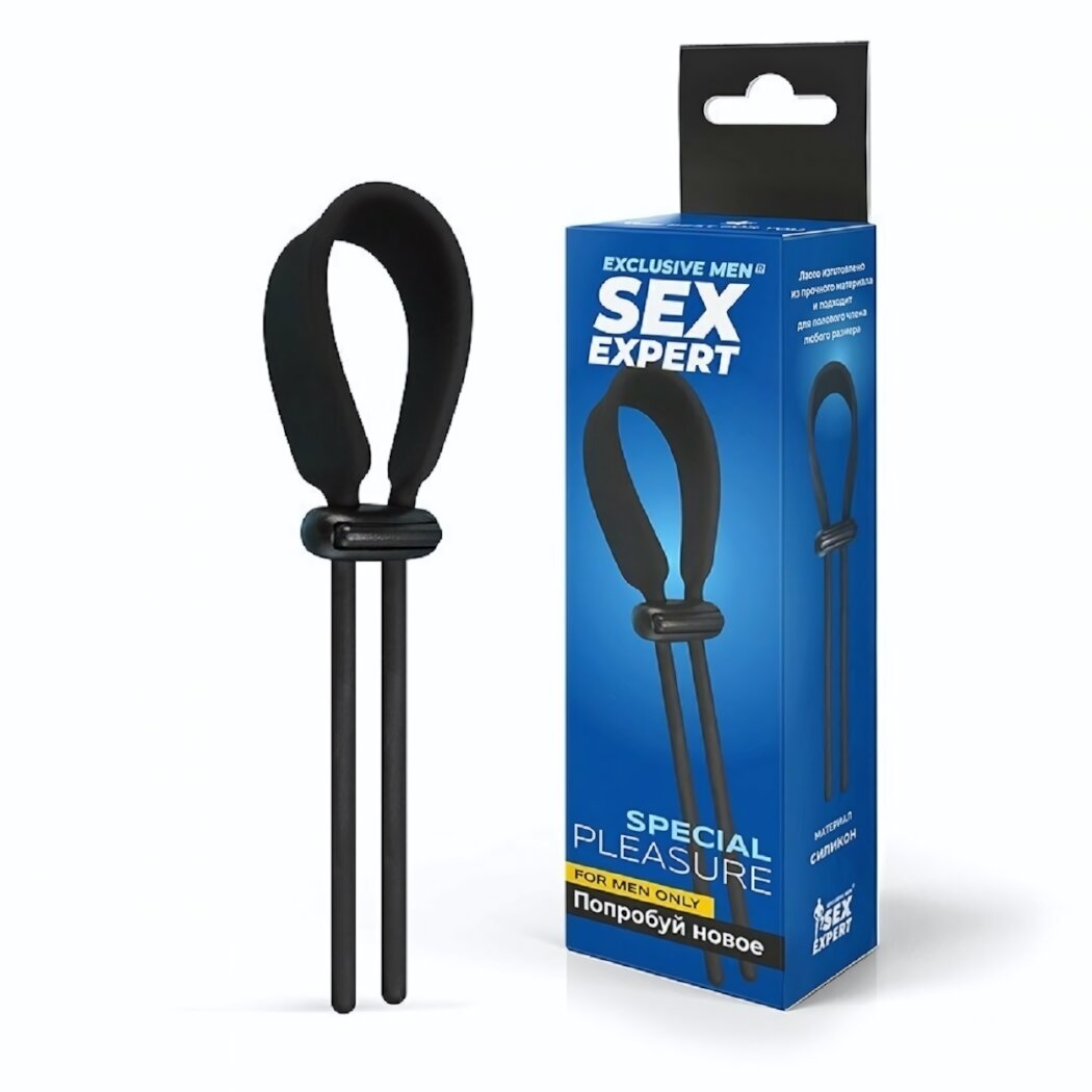 Эрекционное кольцо-лассо Sex Expert, черное, силикон, для усиления эрекции