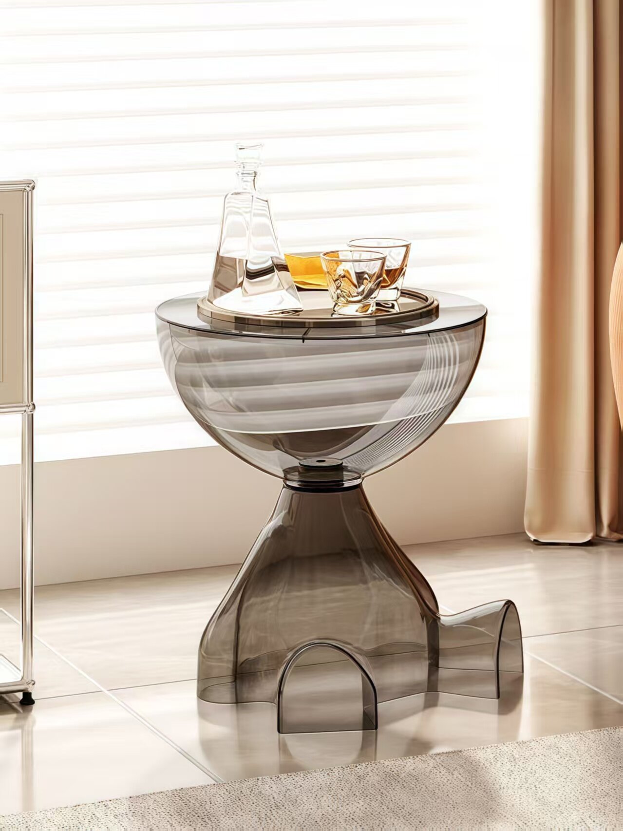 Столик кофейный, пластик, для сада, арт-деко, прозрачный, чёрный, 36,5х36,5х40,5 см