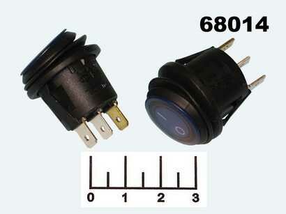 Выключатель 250/6 250V 6A KCD1 синий 3 контакта влагозащищенный (подсветка 220V) SB040