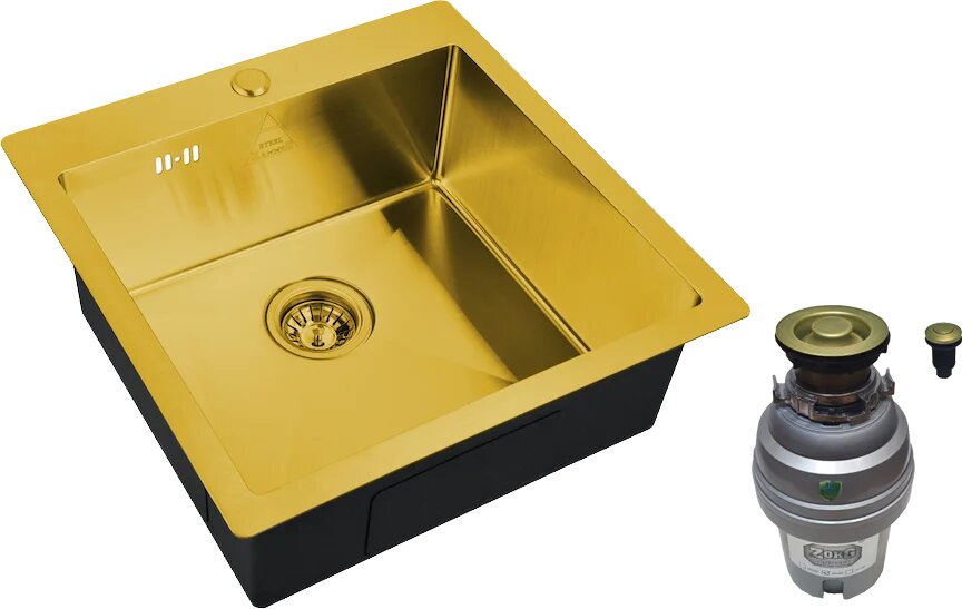Комплект Мойка Zorg Steel Hummer SH 5151 BRONZE 51x51, bronze, нержавеющая сталь / Измельчитель ZR-75 D BRONZE электрический, нержавеющая сталь