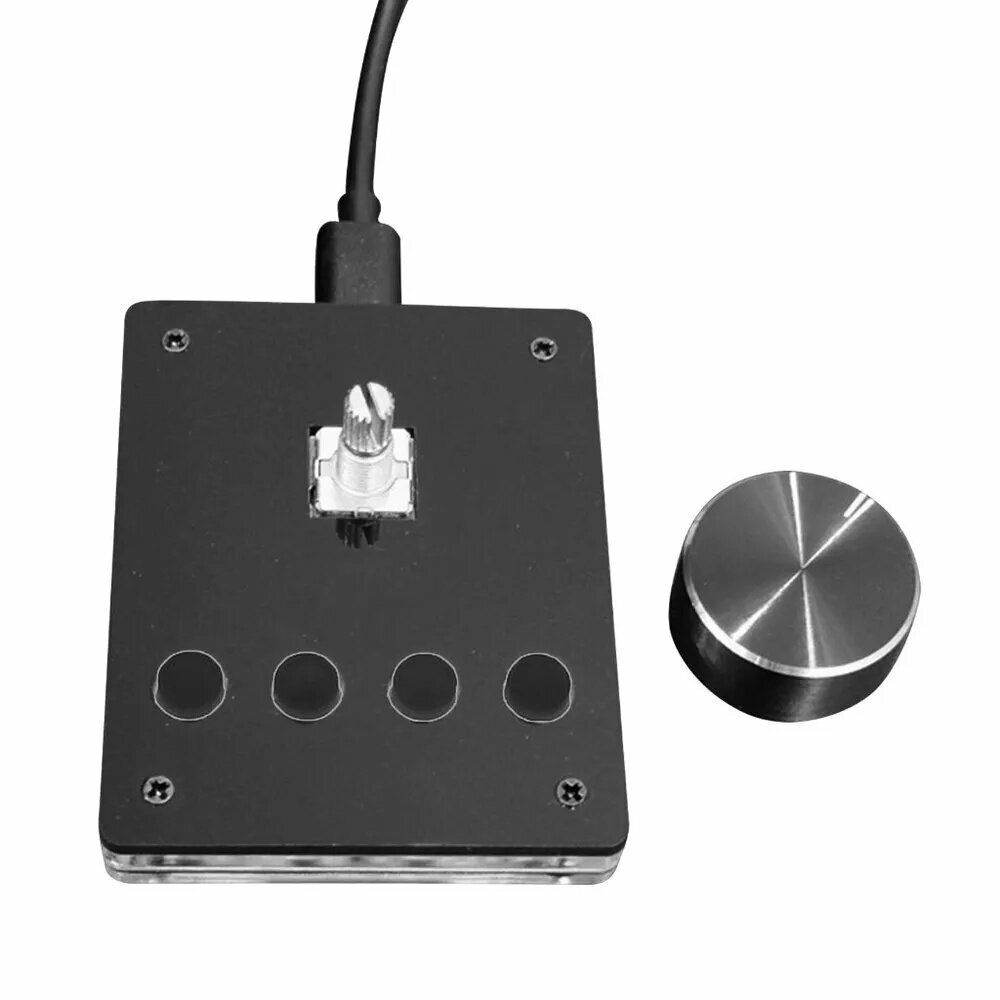 (1 комплект) Мультимедийная ручка, USB-клавиатура с возможностью отключения звука, регулировка громкости маленькая черная кнопка