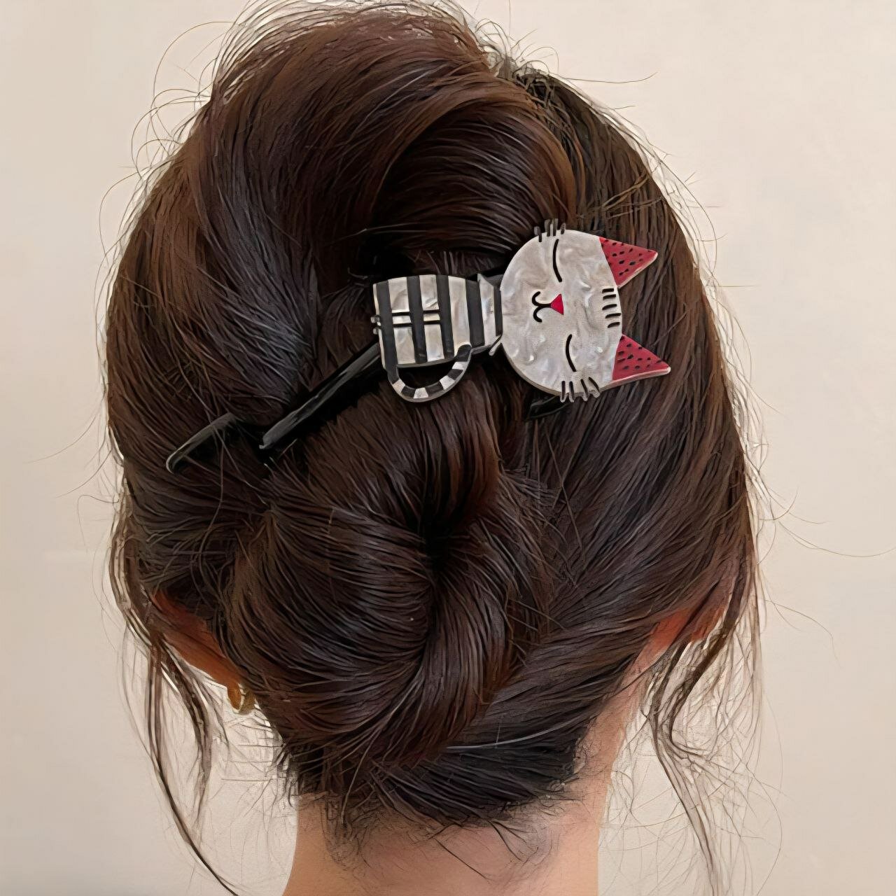 Зажим для волос Серый кот