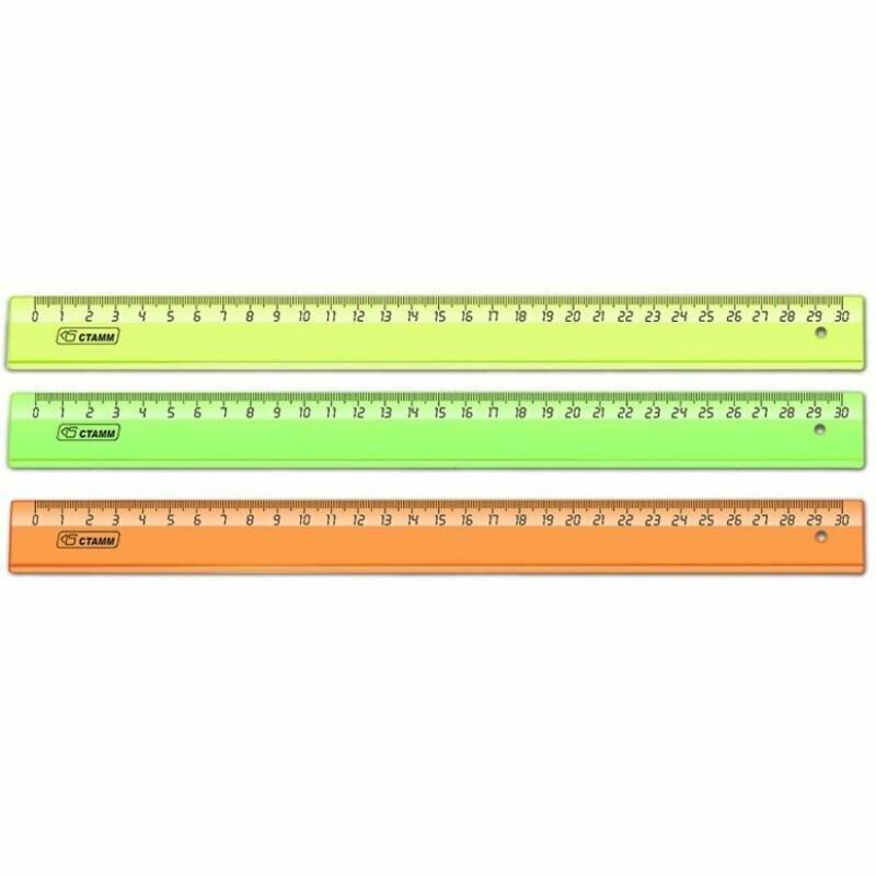 Линейка Neon Cristal 30 см пластиковая прозрачная Стамм 21584