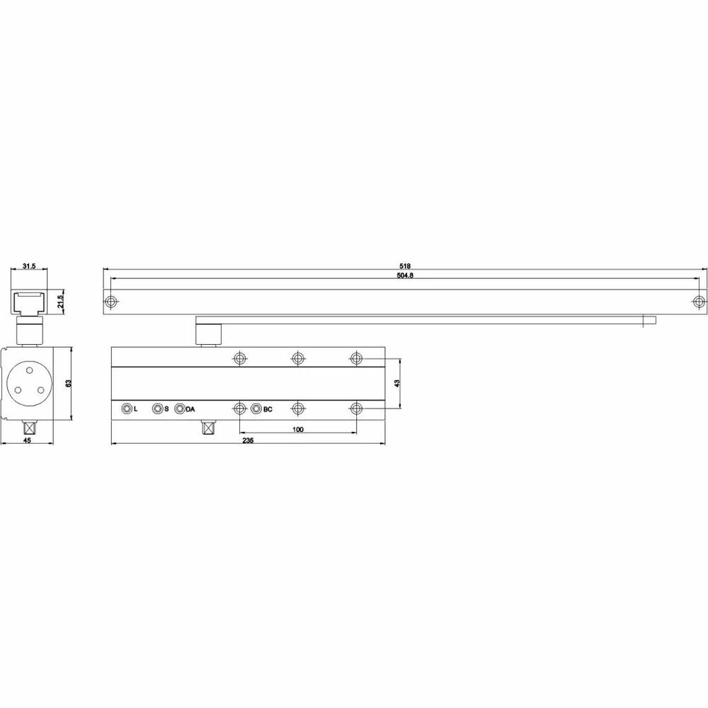 Дверной доводчик DOORLOCK DL300S BC size 3-5 со скользящей тягой, белый 75556 — фото 1