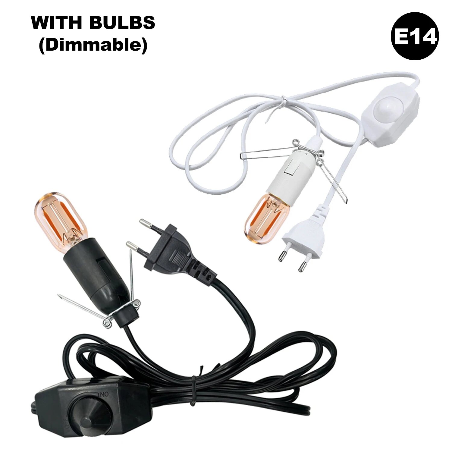 GANRILAND кабель для лампы 1,8 м черный белый с выключателем и диммером E14 dimmable bulb, White