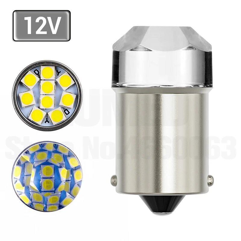12V BA15S светодиодная лампа, белый свет
