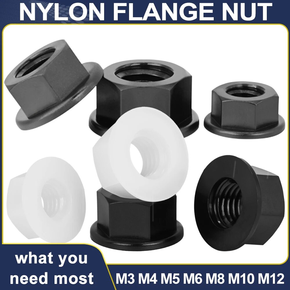 Гайки DIN6923 XIXIAN ASTA нейлон M3M4M5M6M8M10M12 M5 (Black), 30pcs