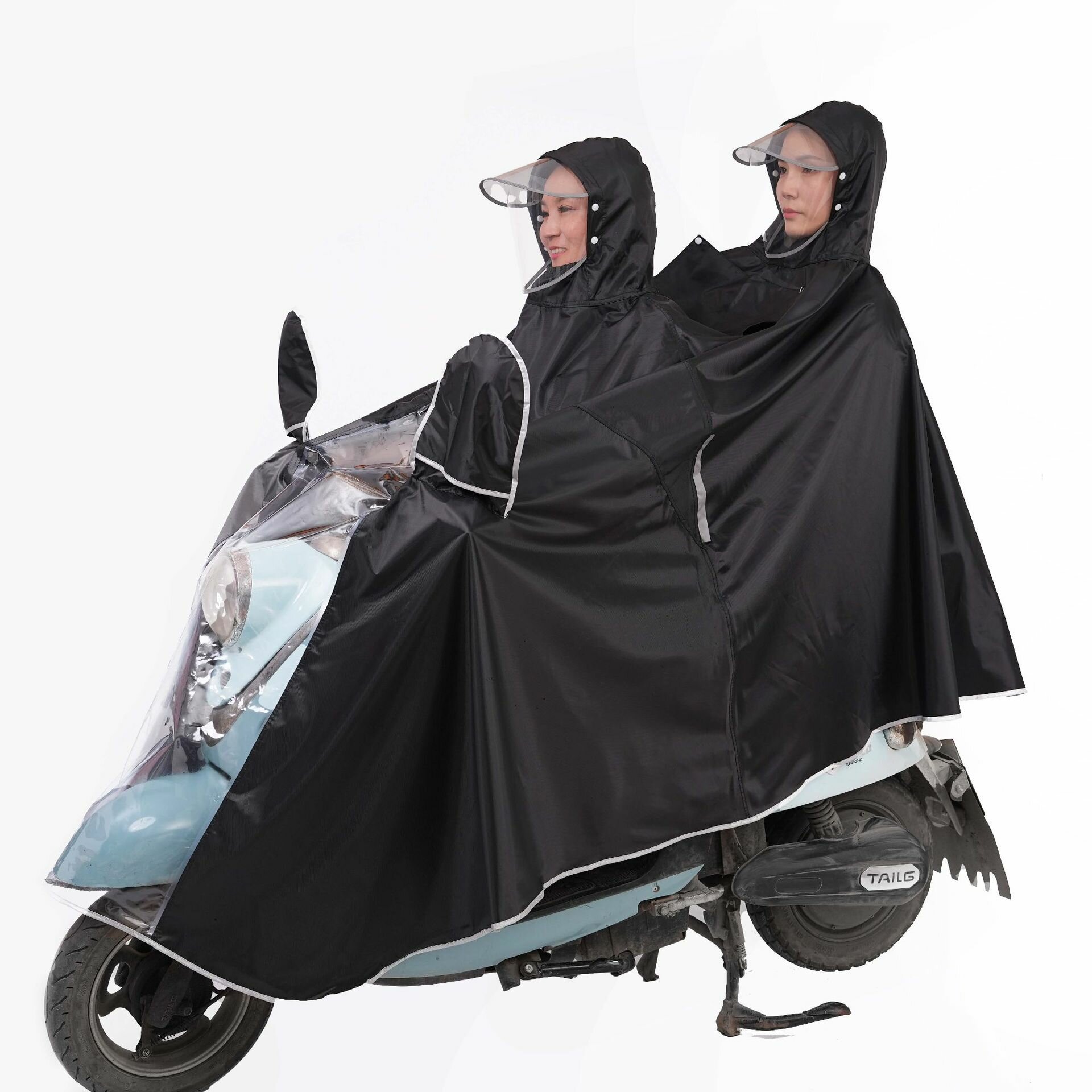 Дождевик для электросамоката, утолщенный и удлиненный, с чехлом для ног, из оксфордской ткани, с отражающим дождевиком и видимой приборной панелью для электросамоката на одного человека