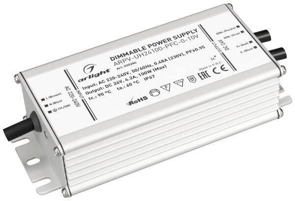 Диммируемый источник напряжения Arlight Блок питания ARPV-UH24100-PFC-0-10V (24V, 4.2A, 100W)