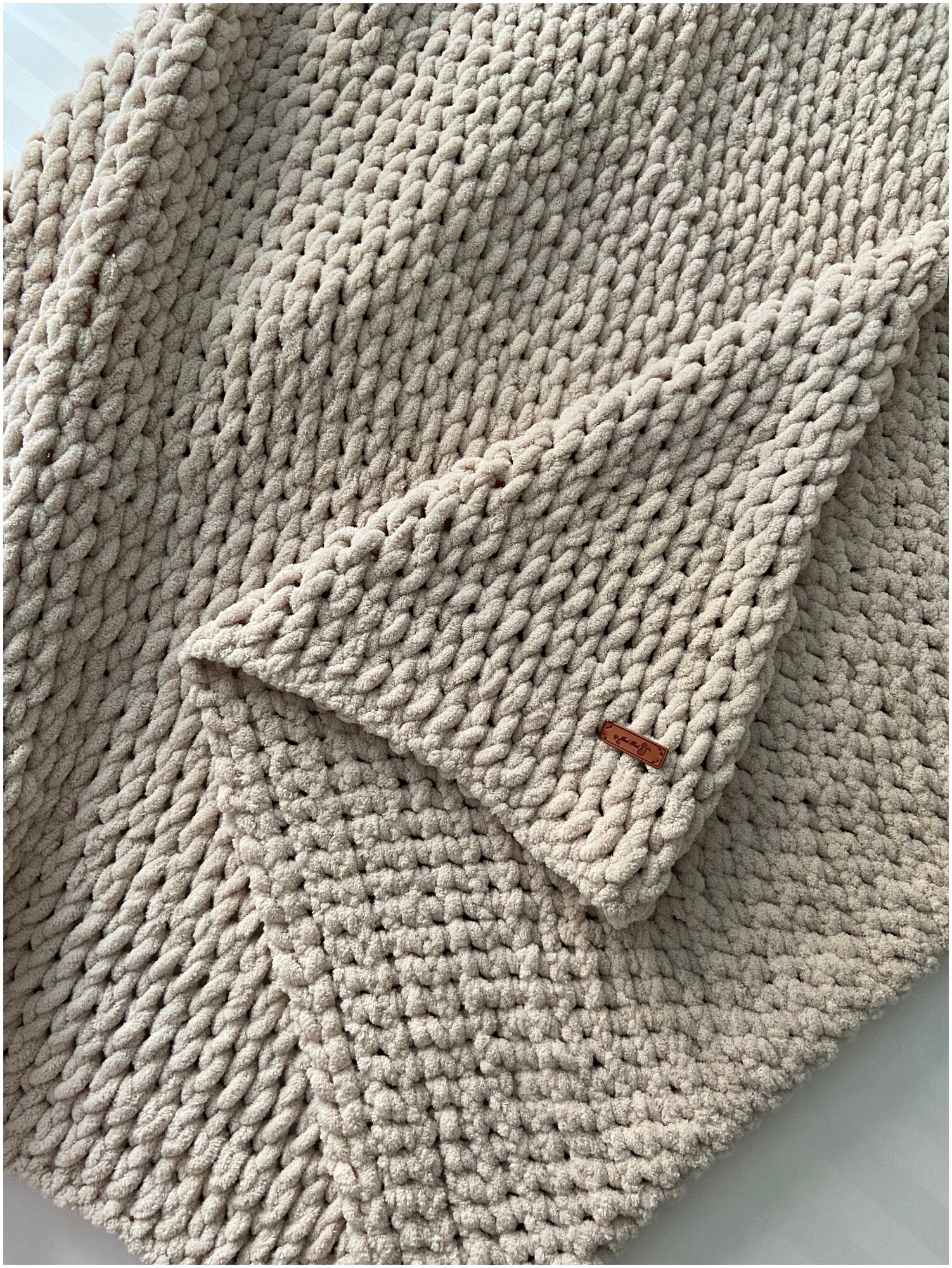 Плед крупной вязки Премиум качества 200*220см в цвете слоновой кости, ручная работа, евро, плед-покрывало, одеяло, плюшевый плед, плед с ворсом