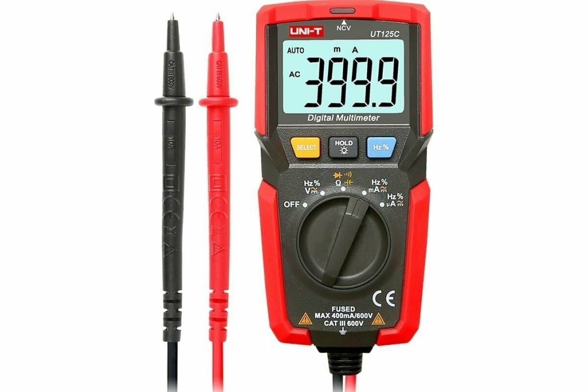 Цифровой карманный мультиметр UNI-T UT125C, автодиапазон, подсветка дисплея, удержание данных