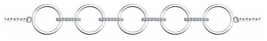 Браслет, серебро, 925 проба, родирование, фианит