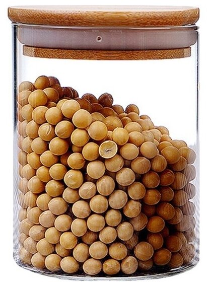 Банка для сыпучих продуктов Kimberly 803169 стеклянная с деревянной крышкой, 700 мл