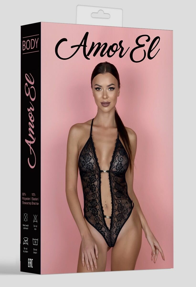 Чарующее боди с металлическими перемычками. Цвет - черный. Производитель - Amor El