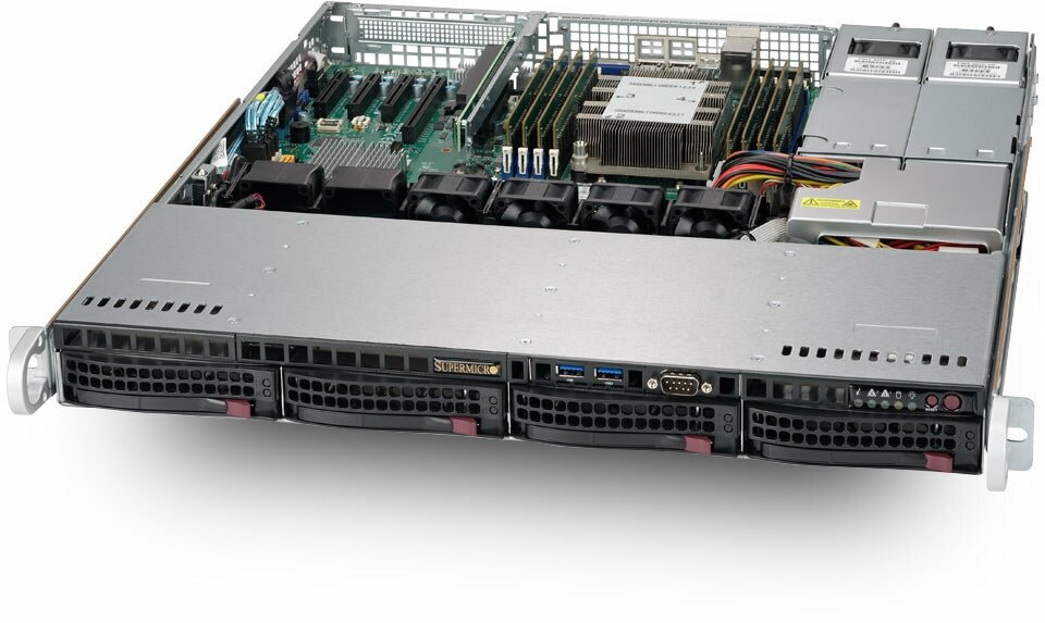 Серверная платформа Supermicro SYS-5019P-MTR 1U 1xLGA3647 iC622, 8xDDR4, 4x3.5 bays, 2x10GbE, IPMI 2x400W