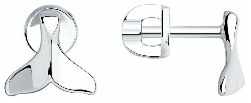 Серьги пусеты, серебро, 925 проба, родирование