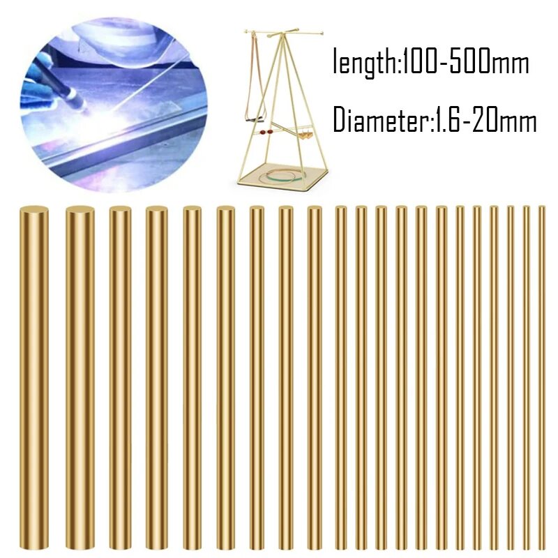 Латунные круглые стержни для рукоятей ножей 100-450 мм 4x100m-5pcs