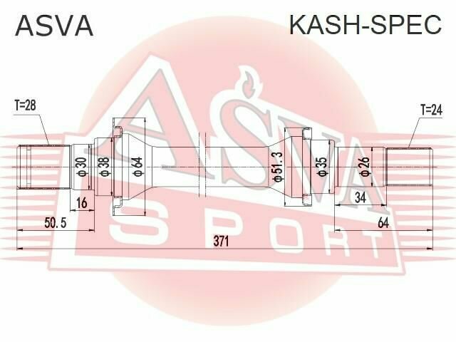 Полуось правая 24X372X28 KIA SHUMA II/SEPHIA II/MENTOR