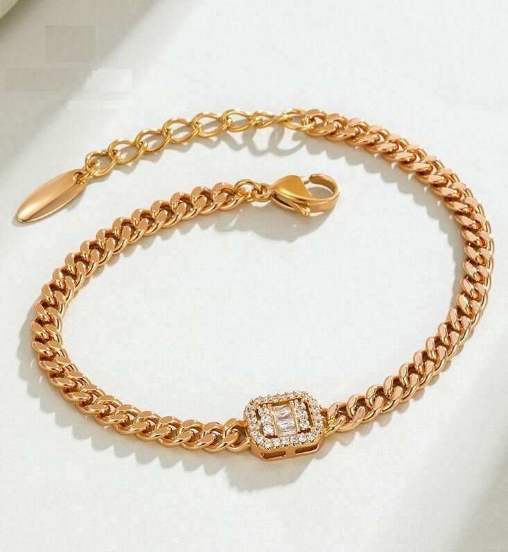 Браслет-цепочка, циркон