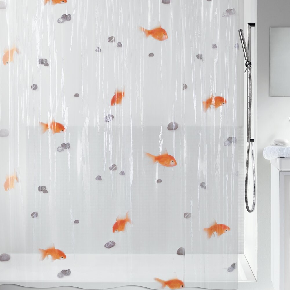 Штора для ванной Spirella Goldfish, 180x200см, полиэтилен, оранжевый 1000097