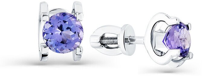 Серьги, белое золото, 585 проба, танзанит