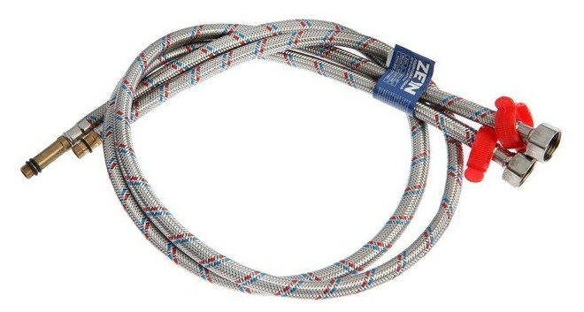 Подводка для смесителя ТероПром 6947358 ZEIN, гайка 1/2", штуцер М10, 100 см, ключ для монтажа, набор 2 шт, 6947358