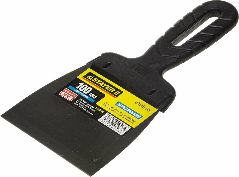 Шпатель 100мм Professional нержавеющий с пластмассовой ручкой (арт.1008-10) Stayer