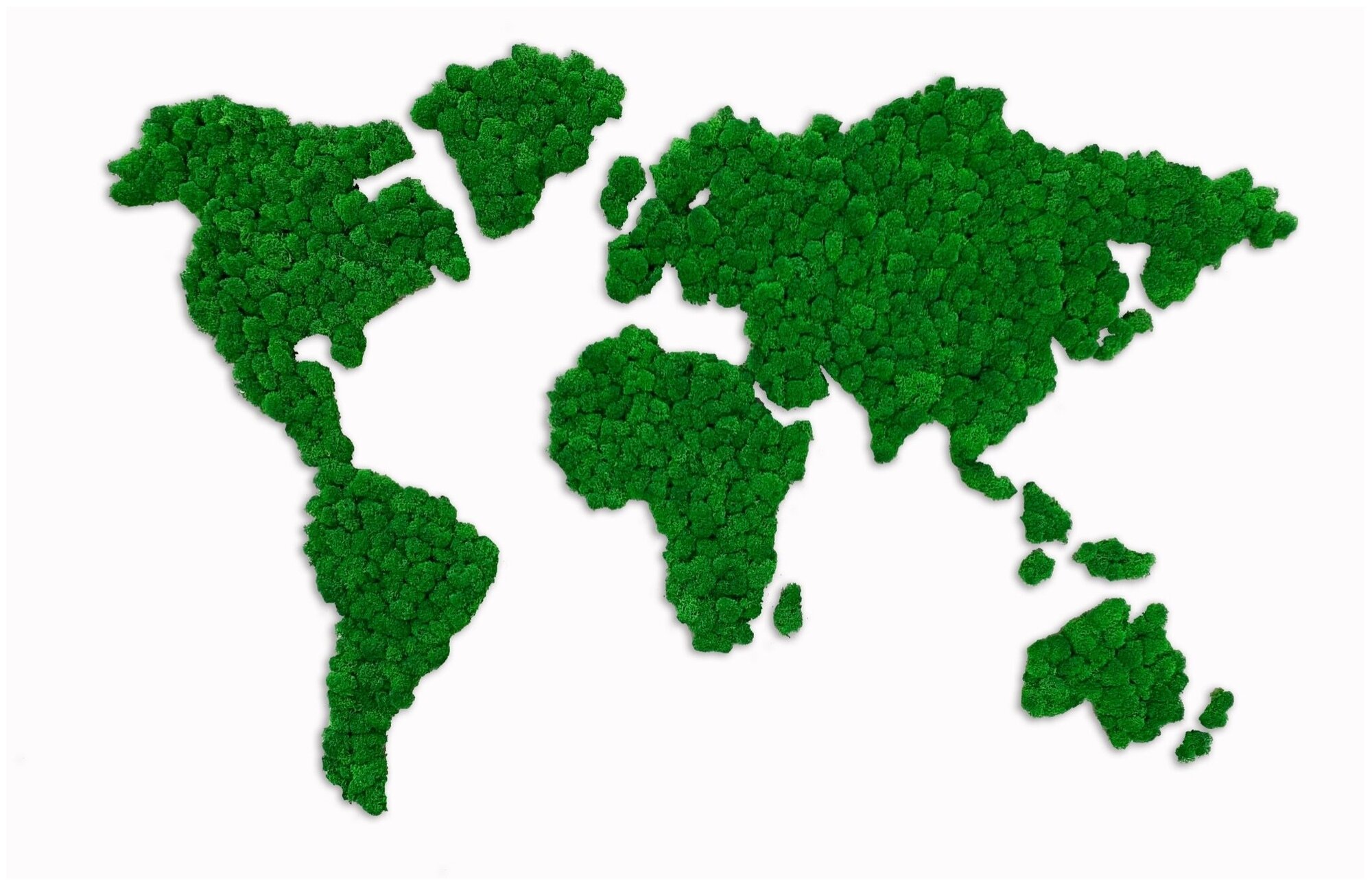 "Карта мира" 150*92 см. из стабилизированного мха. Цвет: Гринч. Дом Мха-MossArt